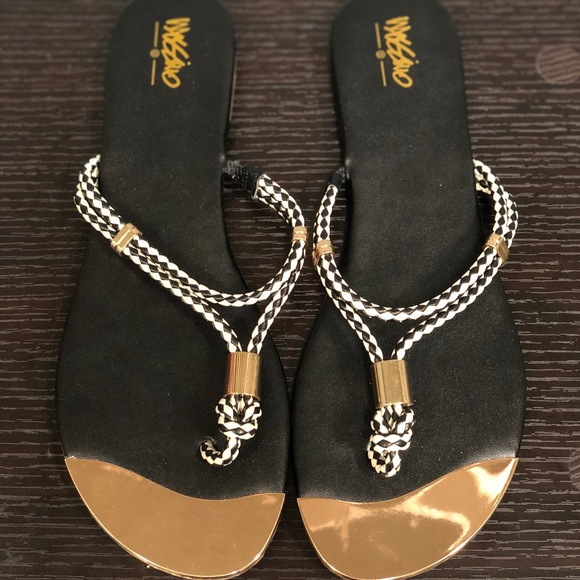 Mossimo Supply Co. | Shoes | Nwot Mossimo Black And Gold Metallic Rope ...